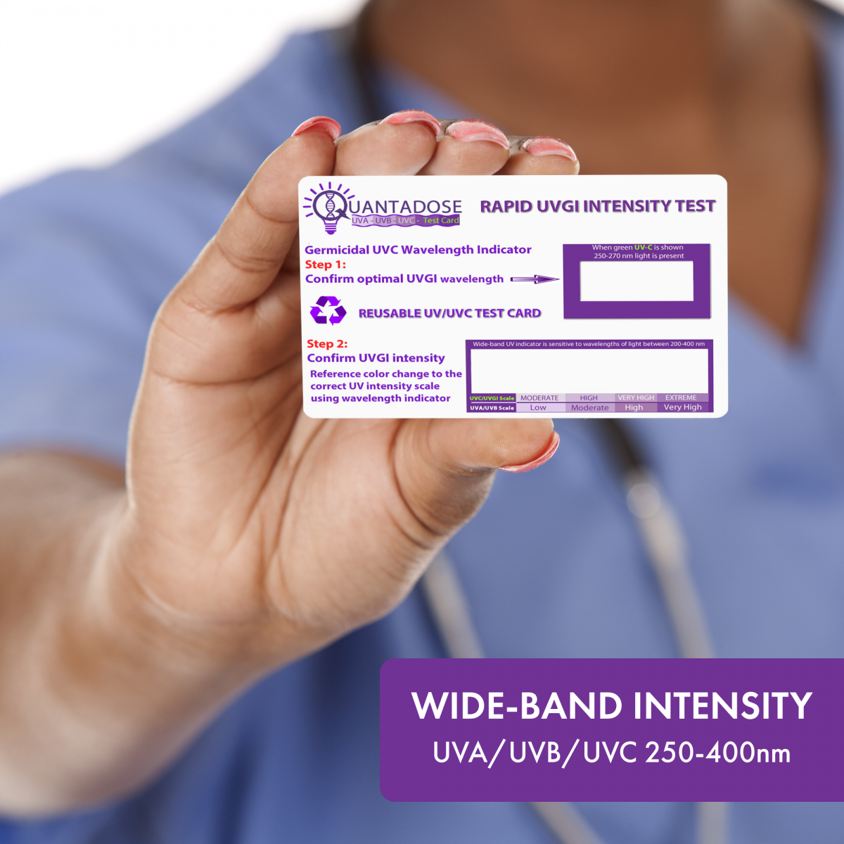 QuantaDose™ 2nd Edition Reusable UVC Test Cards 300 µW/cm² Minimum ...