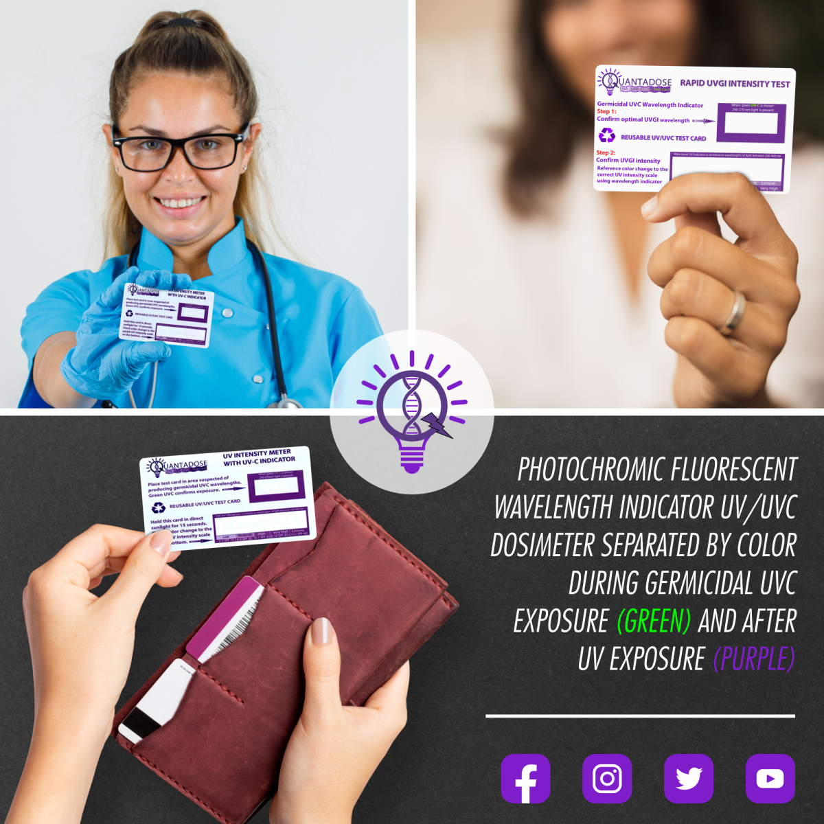 QuantaDose™ 2nd Edition Reusable UVC Test Cards 300 µW/cm² Minimum ...